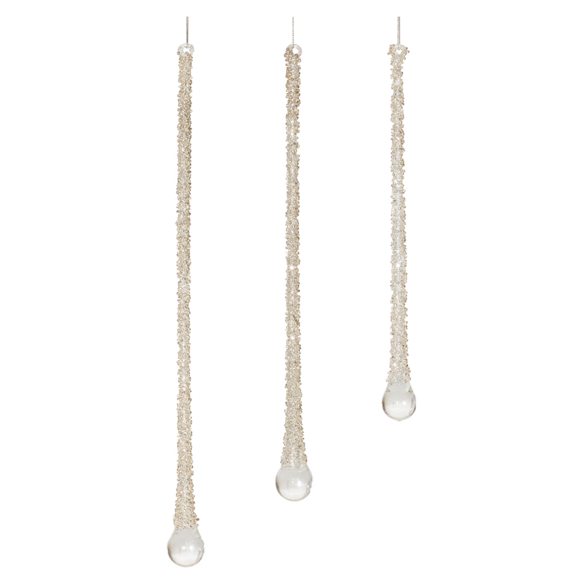 Icicle Drop (Set of 3) 10"H, 12"H, 13.5"H Glass